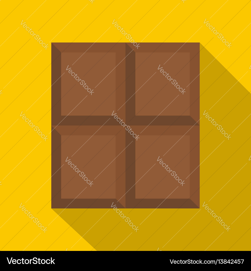 Dark milk chocolate bar icon flat style Royalty Free Vector