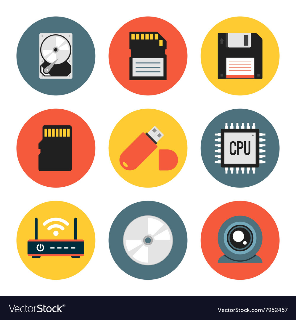 Digital data flat icons Royalty Free Vector Image