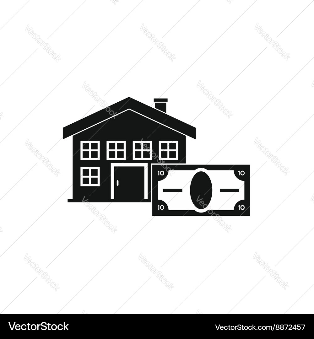 House and banknote icon simple style Royalty Free Vector