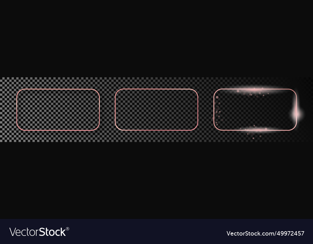 Rose gold glowing rounded rectangular frame Vector Image