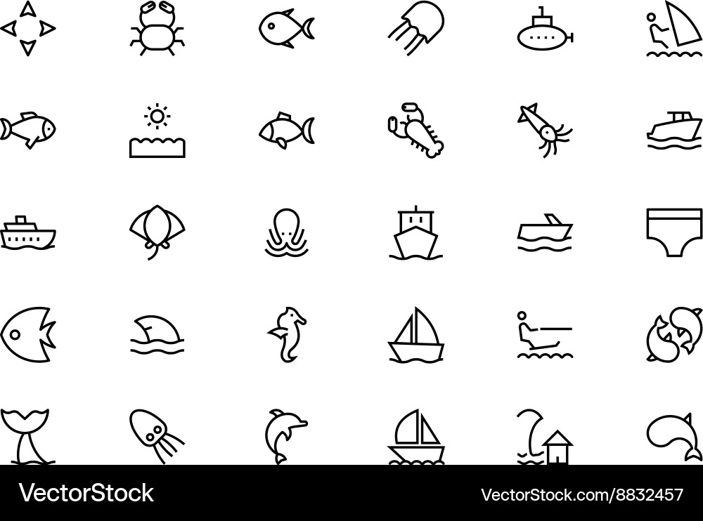 Sea line icons 3 Royalty Free Vector Image - VectorStock
