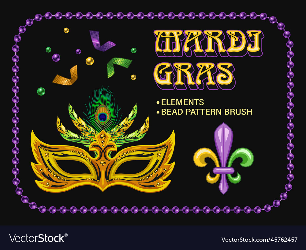 Set of design elements for carnival mardi gras Vector Image