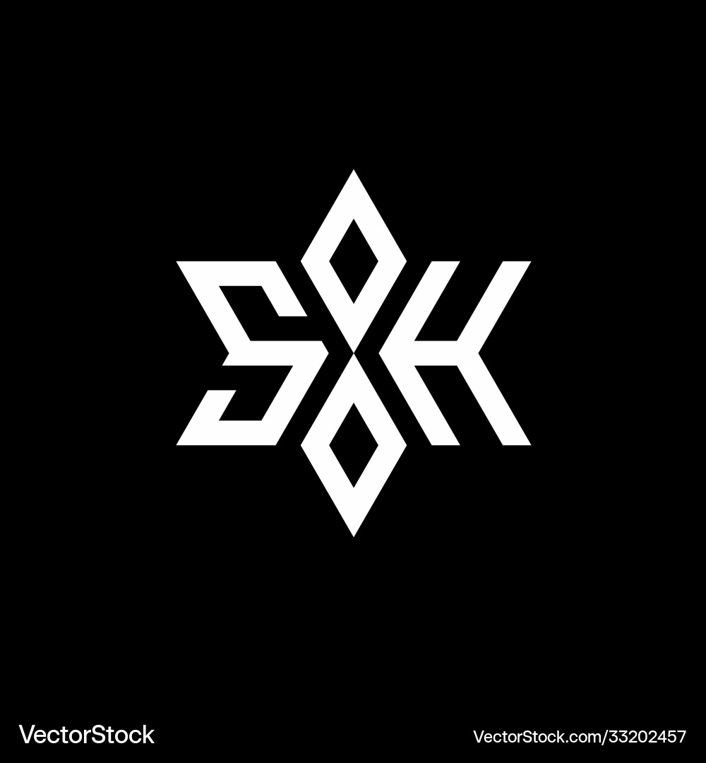 Sh monogram logo with star shape and luxury style Vector Image