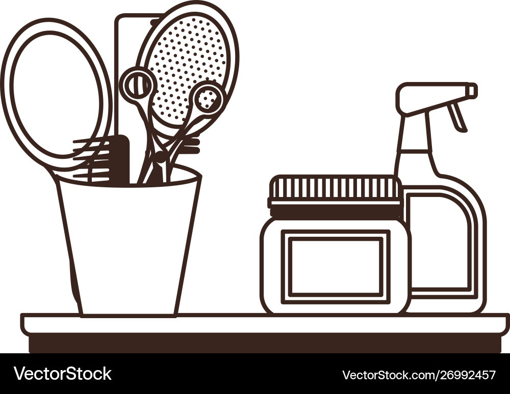 Silhouette pet grooming set on white background Vector Image