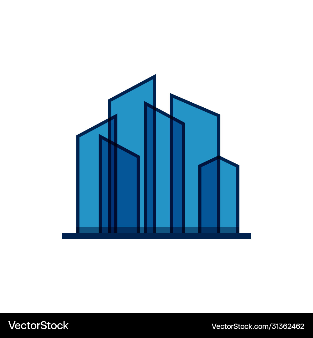 Abstract blue real estate logo design template Vector Image