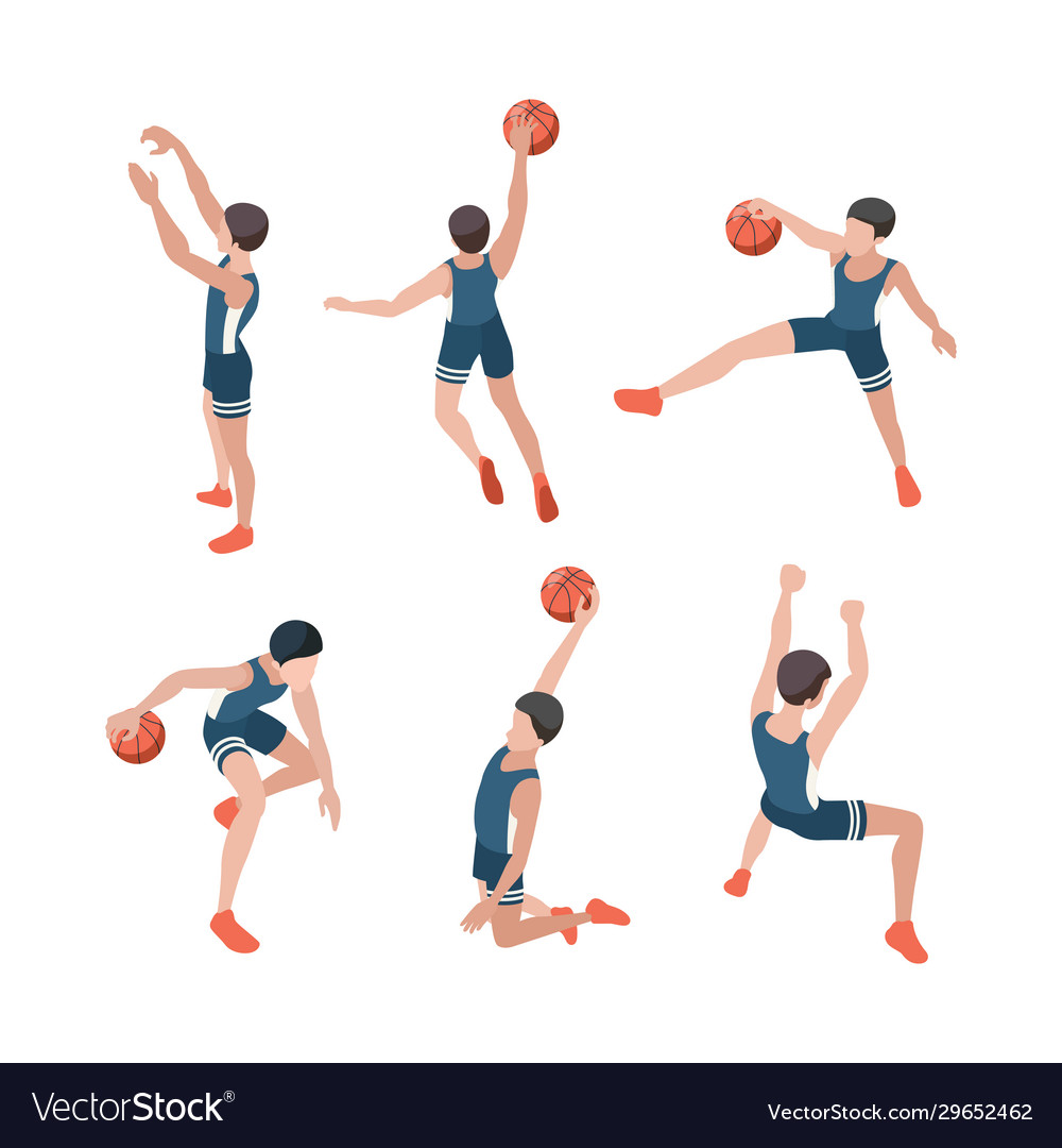 Basketball players sport athletes playing in Vector Image
