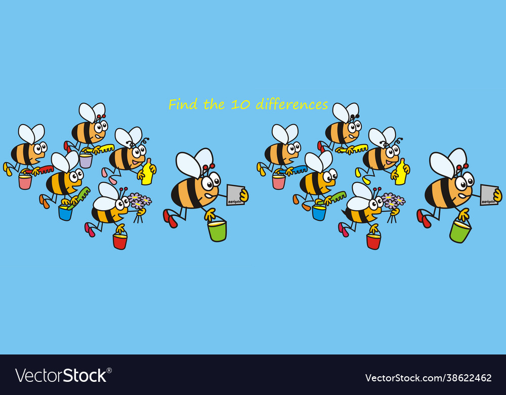 Bees - fin 10 differences Royalty Free Vector Image