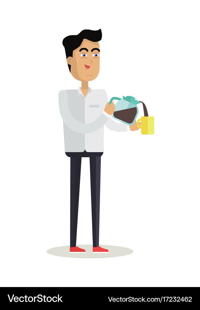 Business man with coffee maker and cup Royalty Free Vector