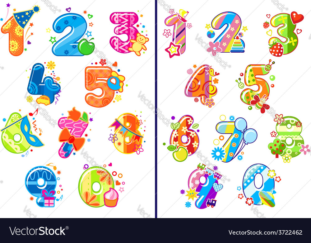Cartoon childish numbers and digits Royalty Free Vector Cartoon childish numbers and digits Royalty Free Vector