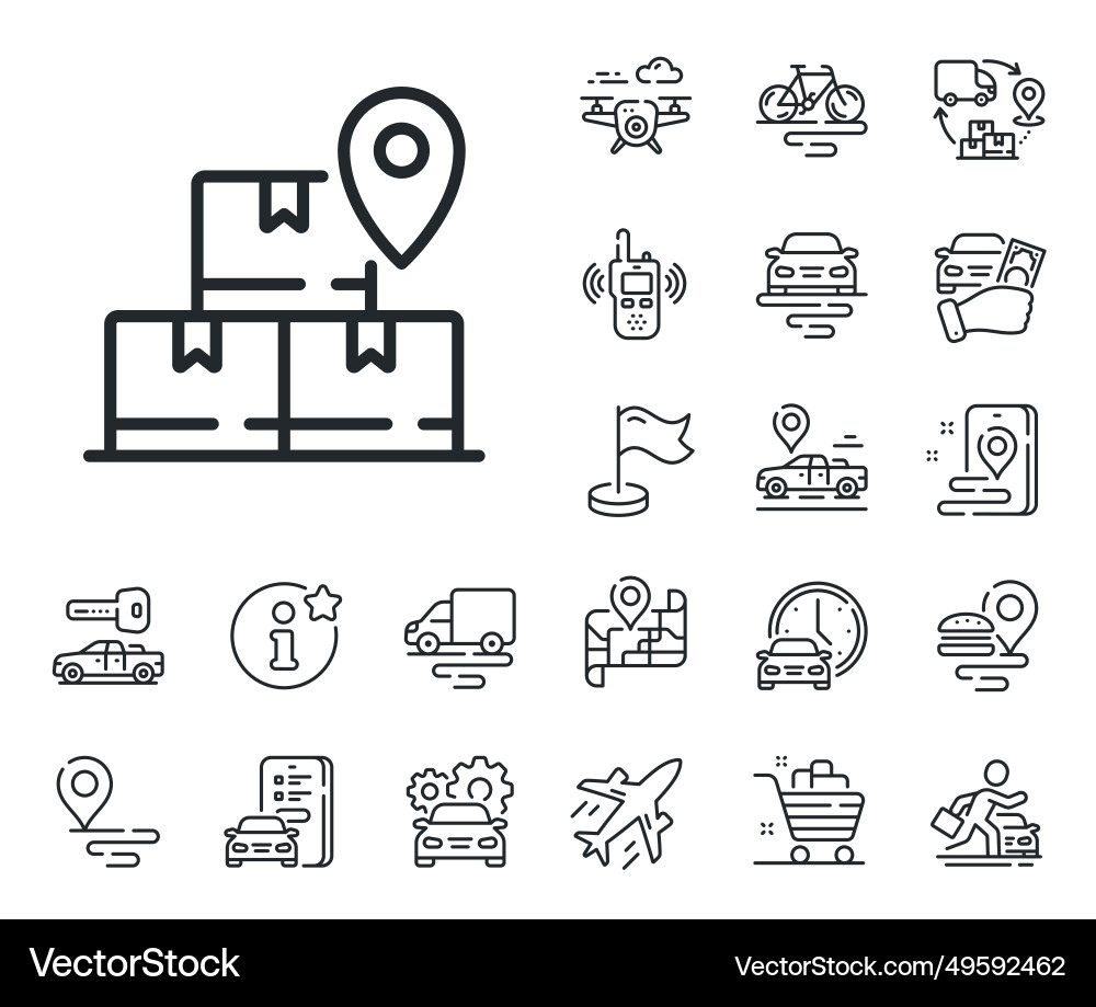 Delivery service line icon package location sign Vector Image