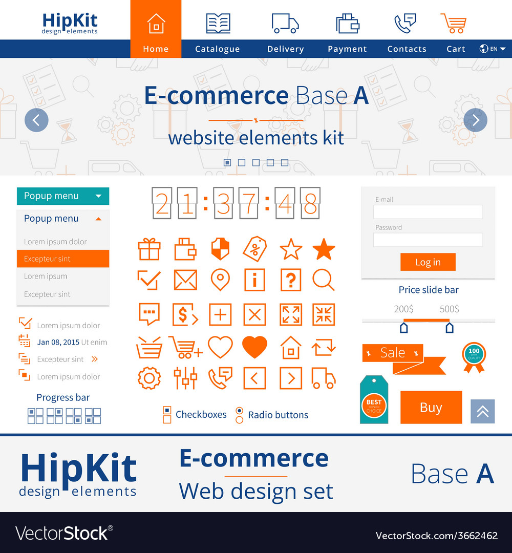 E-commerce web design elements Royalty Free Vector Image