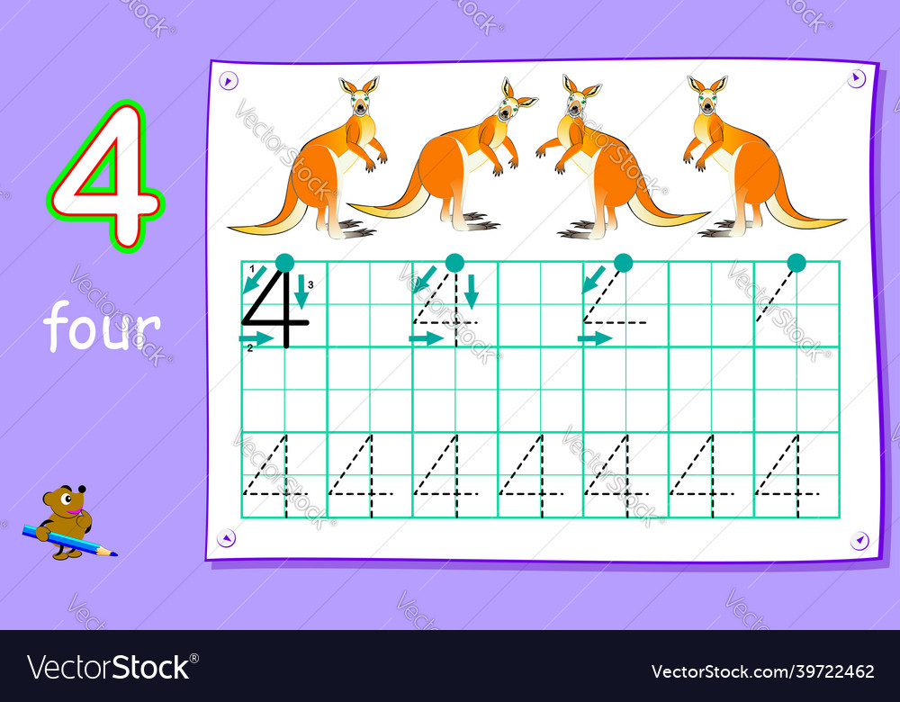 Educational page for young children with number Vector Image