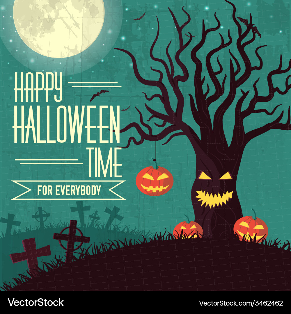 Halloween time background concept in retro style Vector Image