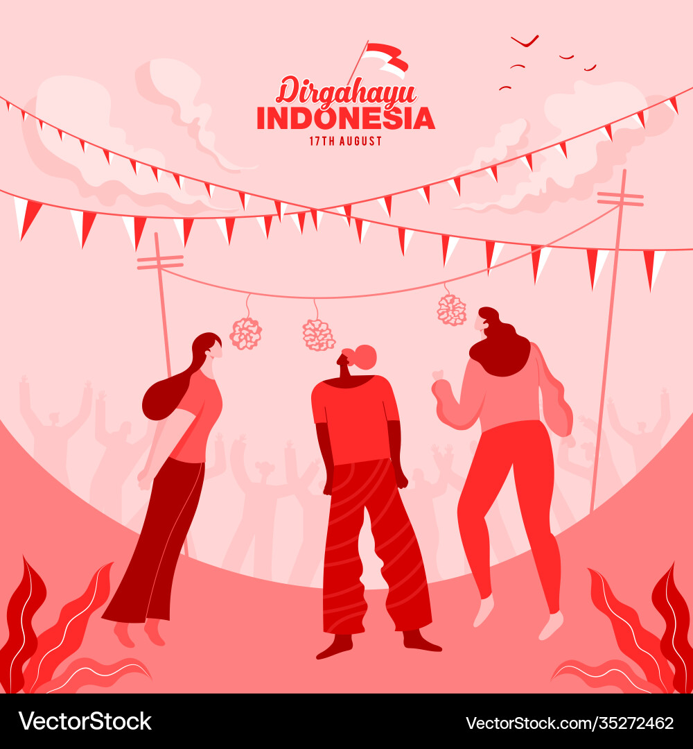 Indonesia independence day greeting card Vector Image