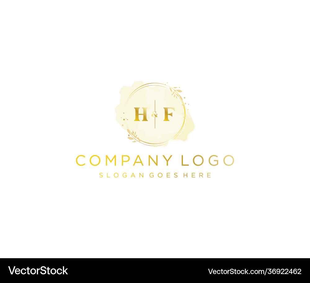 Initial hf letters colorful watercolor splash Vector Image