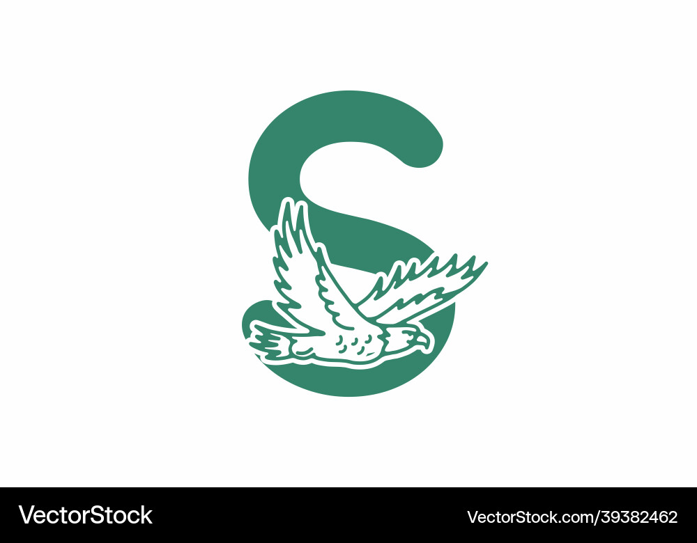 Line art of flying eagle with s initial letter Vector Image