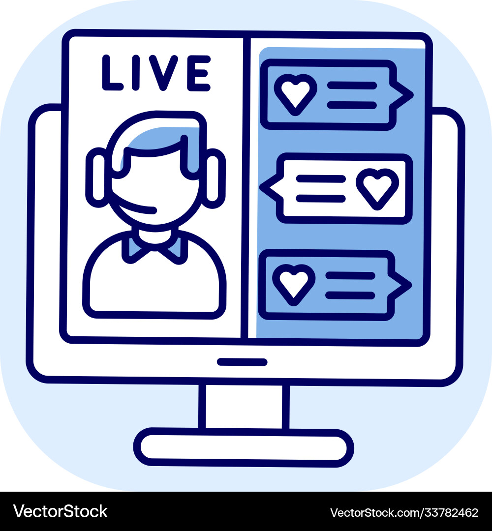 Live streaming blue rgb color icon Royalty Free Vector Image