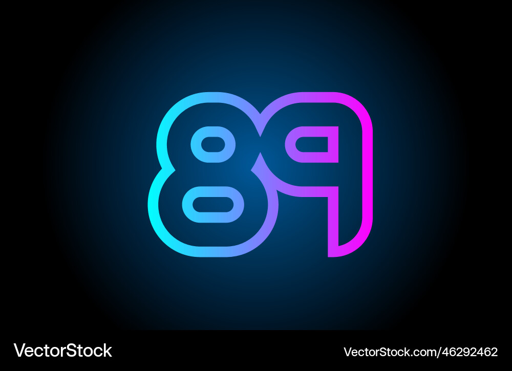 Pink line 89 number logo icon design creative Vector Image