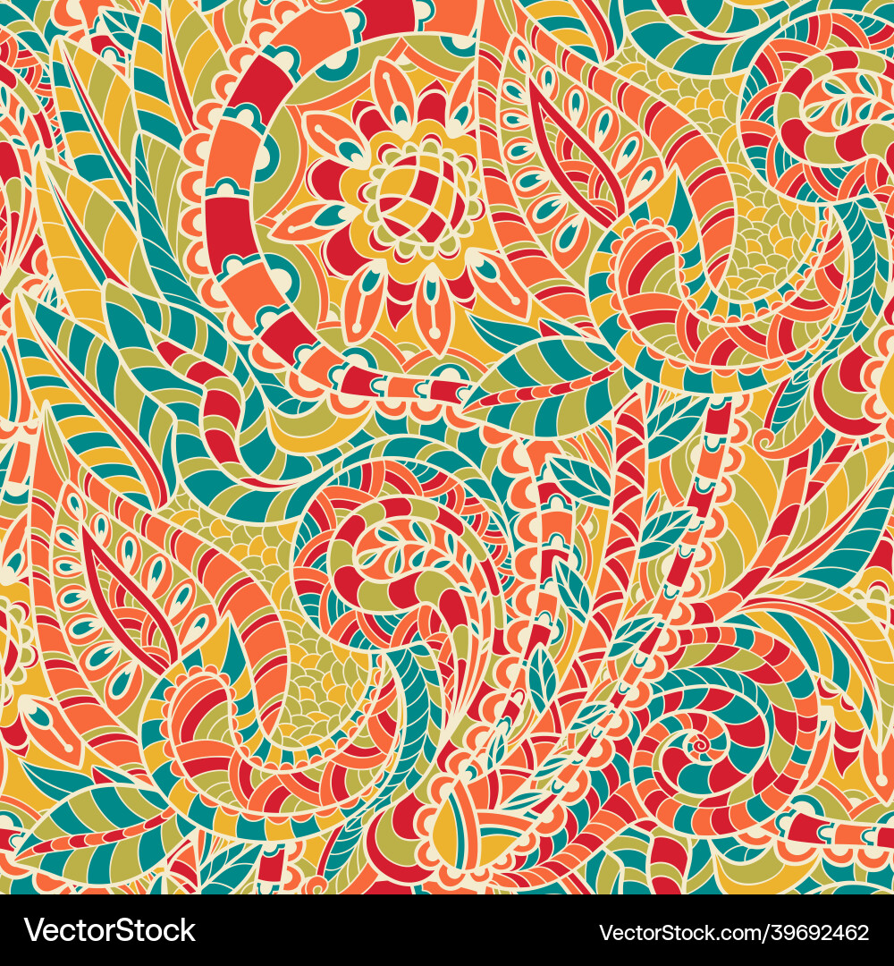 Seamless pattern with multicolor paisley print Vector Image