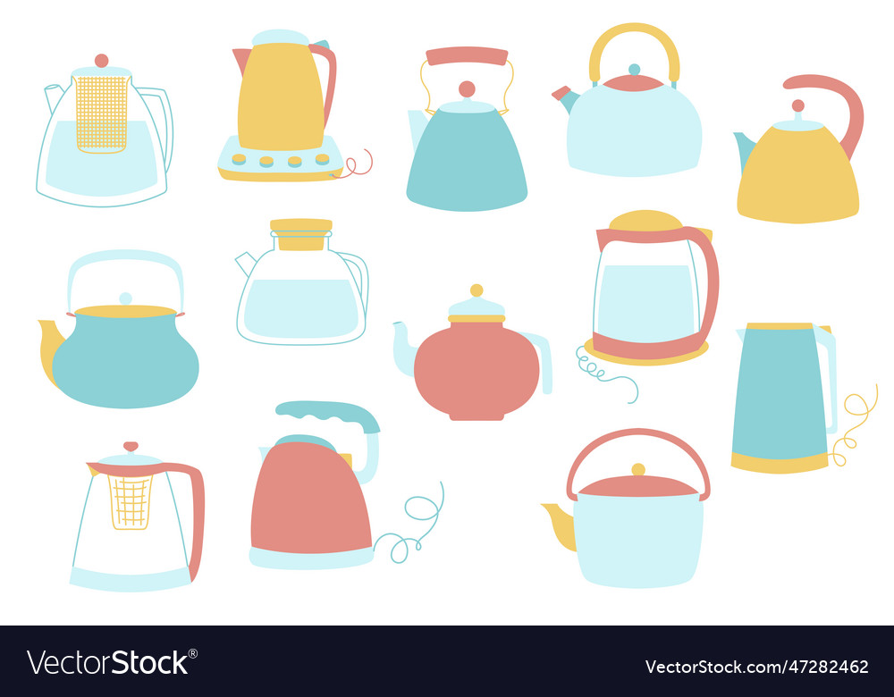 Set of of kettles Royalty Free Vector Image - VectorStock