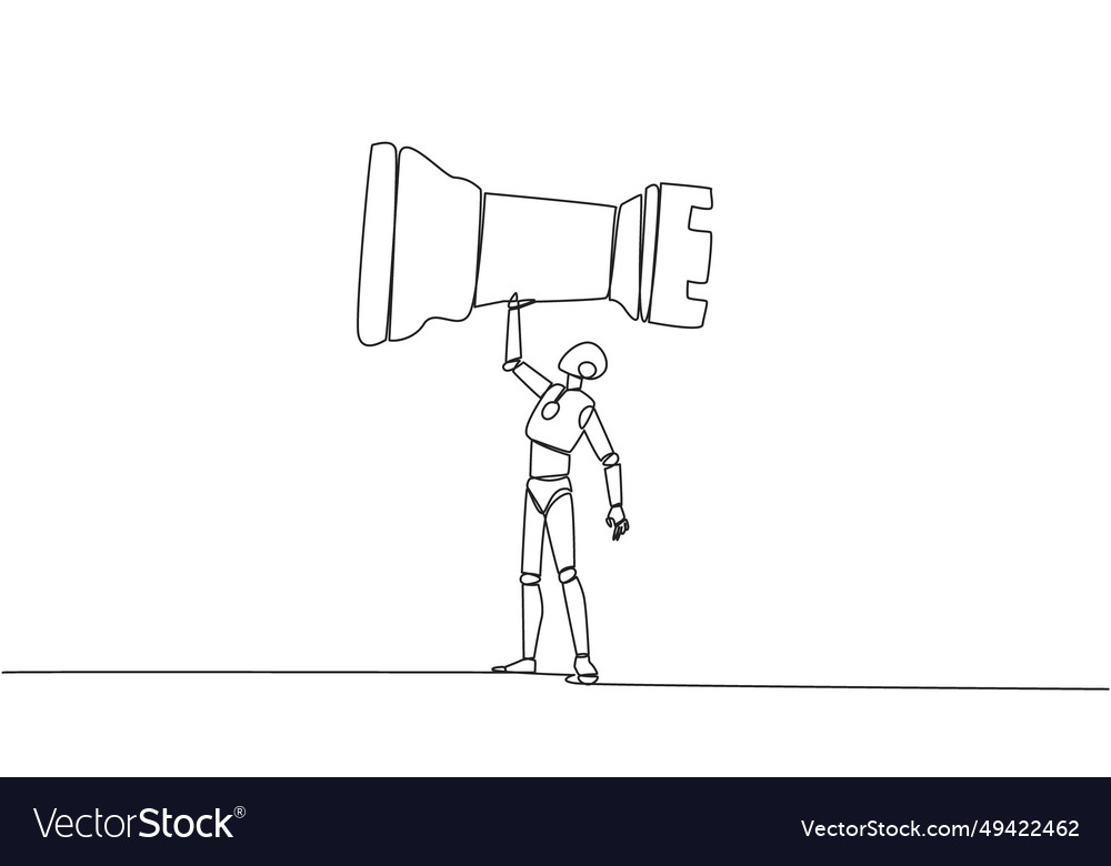 Single continuous line drawing robot smart Vector Image