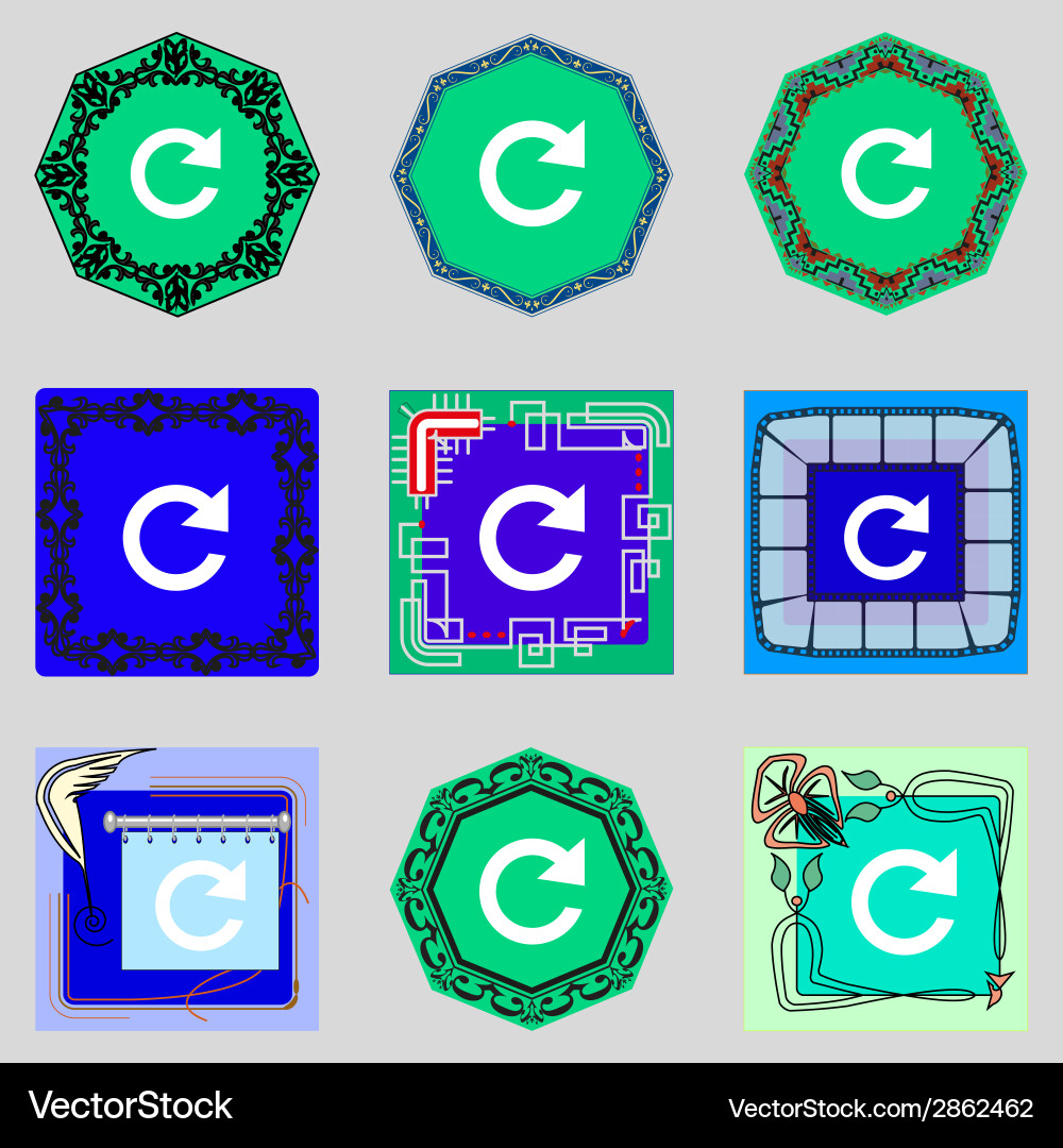 Update sign icon full rotation arrow symbol set Vector Image