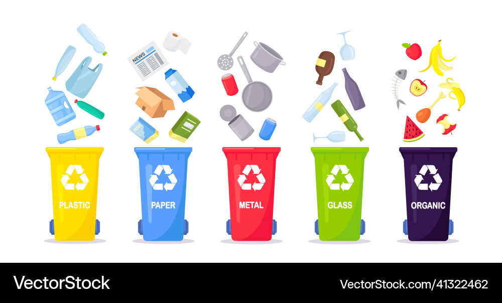Waste collection segregation and recycling Vector Image