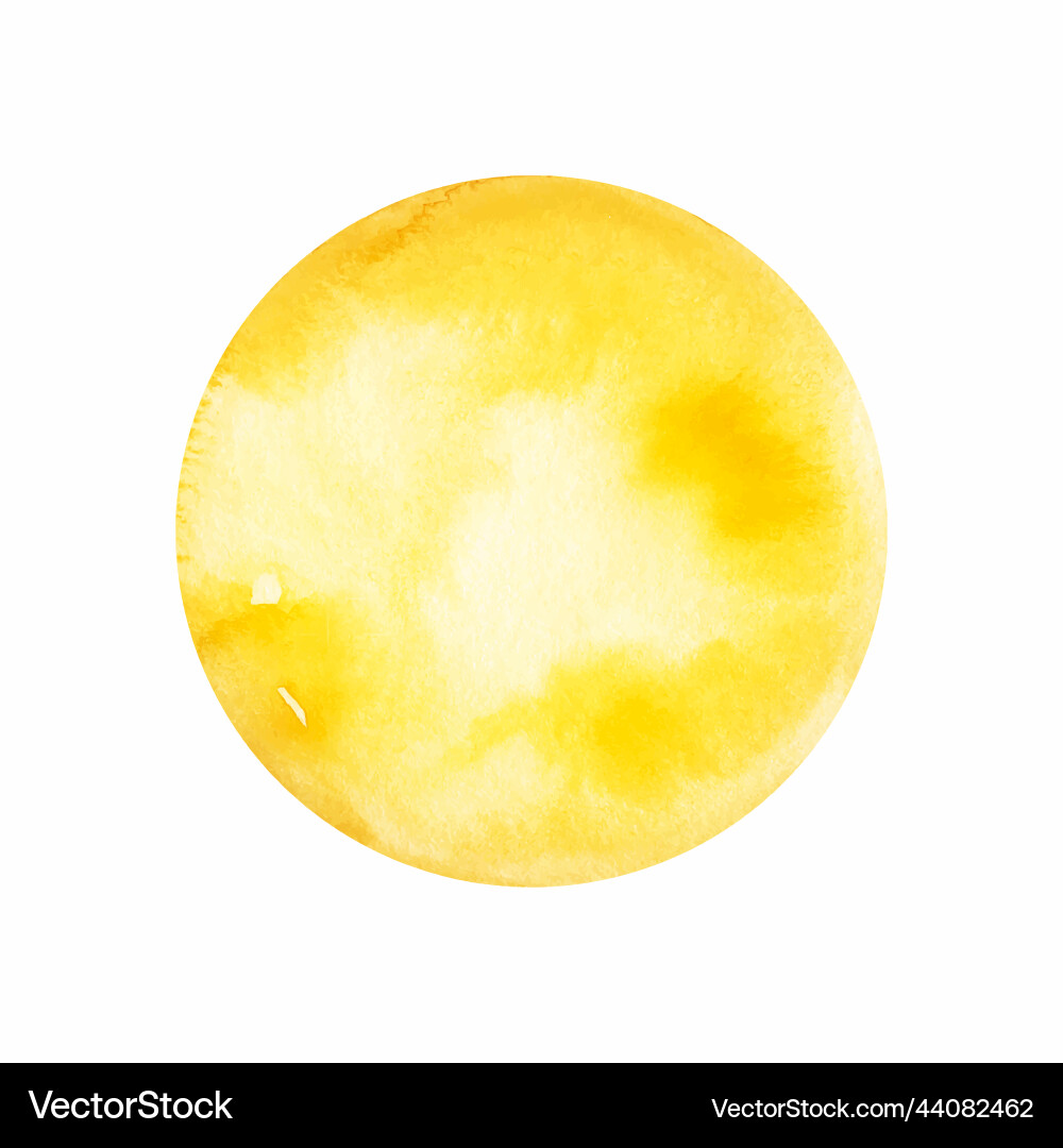 Watercolor full yellow moon Royalty Free Vector Image