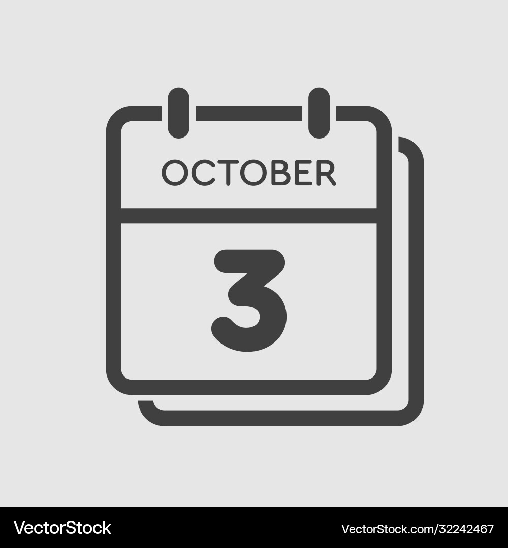 Calendar icon day 3 october template icon date Vector Image