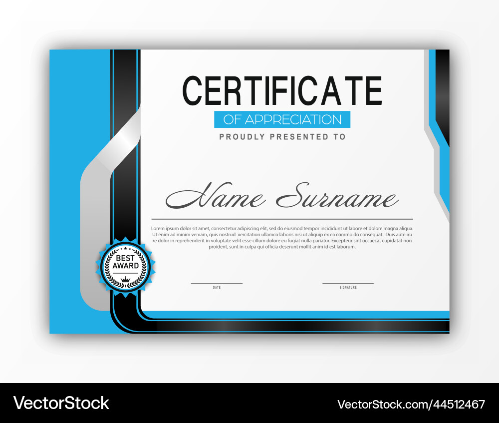 Certificate the template of form Royalty Free Vector Image