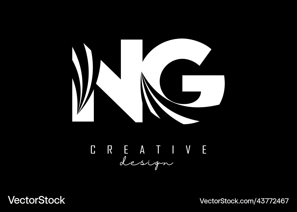 Creative white letters ng n g logo with leading Vector Image