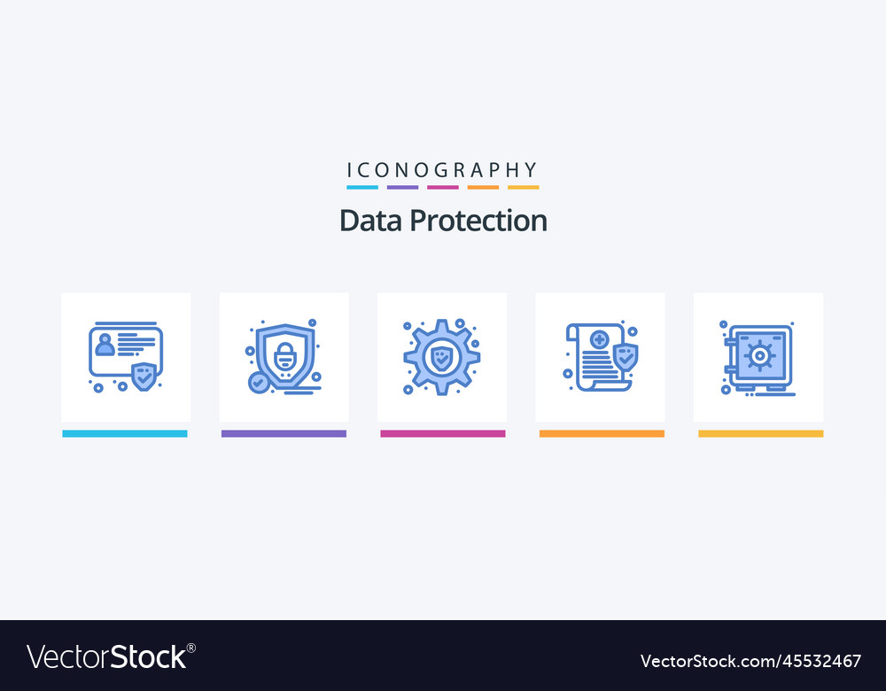 Data protection blue 5 icon pack including vault Vector Image