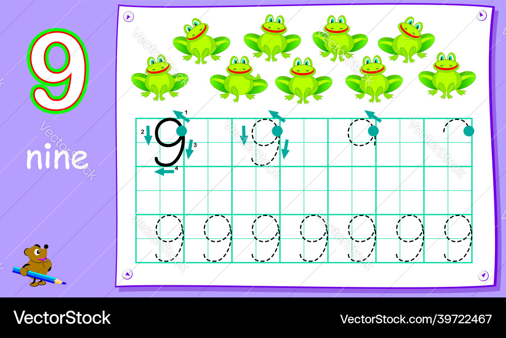 Educational page for young children with number Vector Image