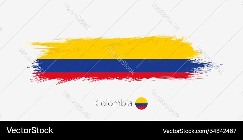 Flag colombia grunge abstract brush stroke Vector Image