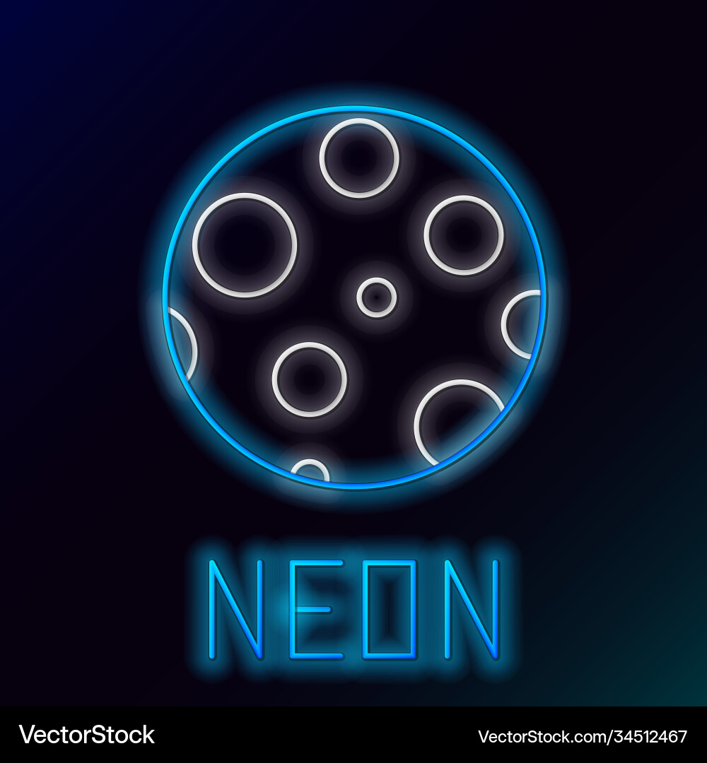 Glowing neon line moon icon isolated on black Vector Image