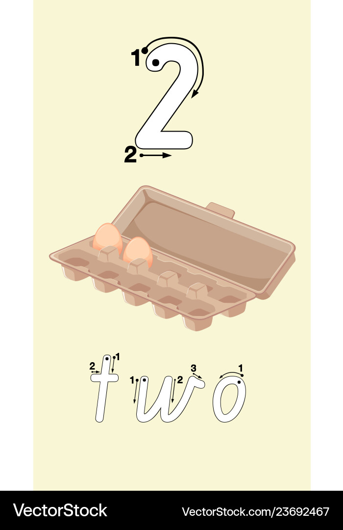 Guide to write number two Royalty Free Vector Image