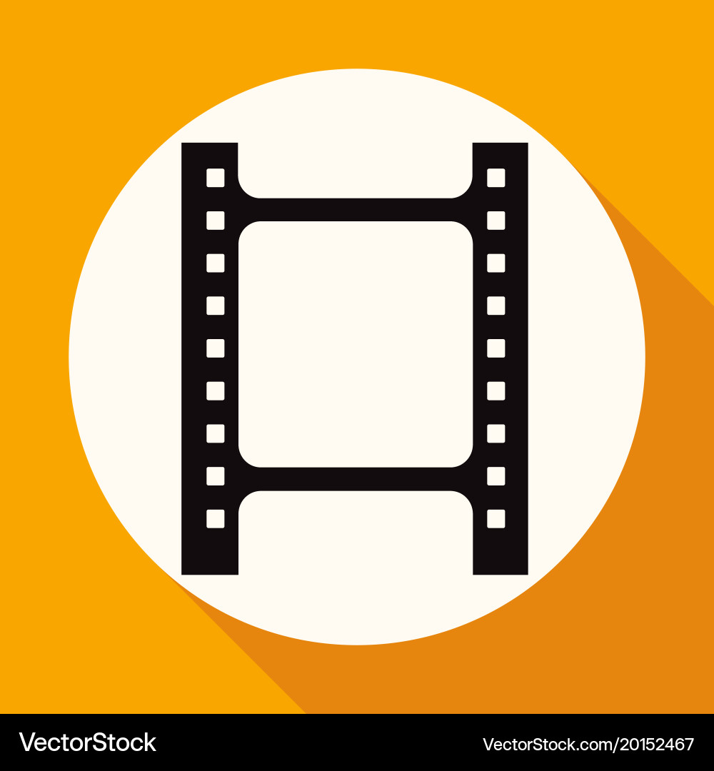 Icon film on white circle with a long shadow Vector Image