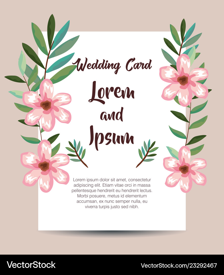 Invitation card with beautiful flowers and leafs Vector Image