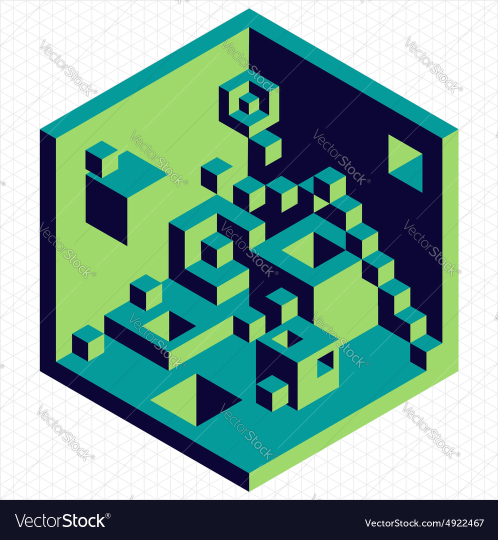 Isometric 3d cubes shape Royalty Free Vector Image