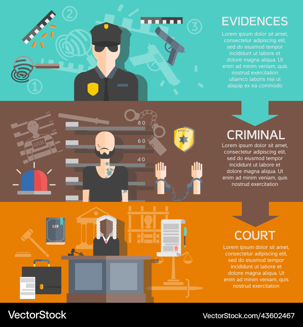 Justice and court banners set Royalty Free Vector Image