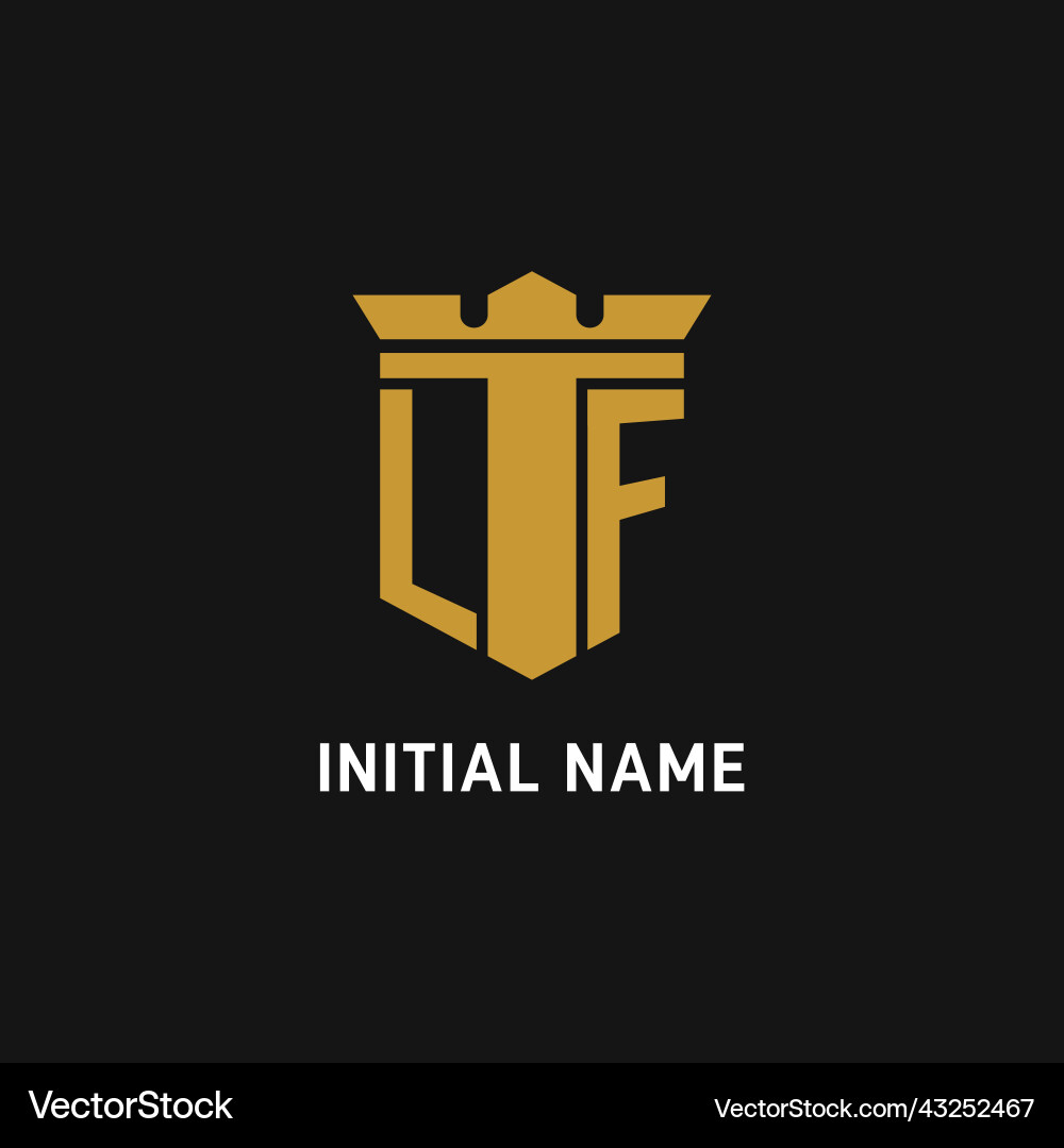 Lf initial logo with shield and crown style Vector Image