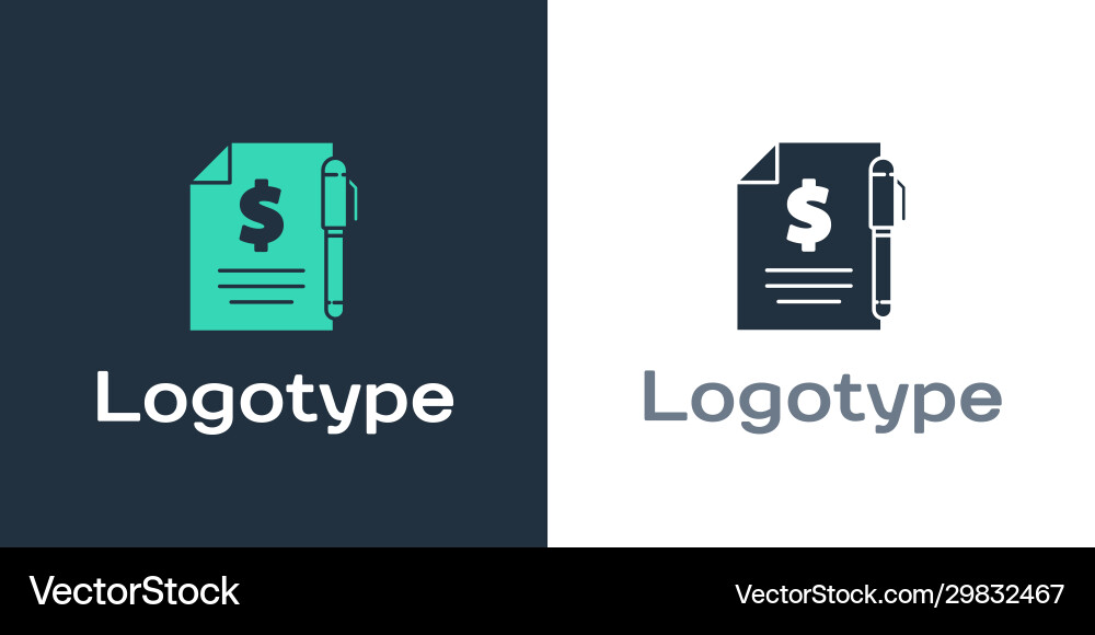 Logotype contract money and pen icon isolated Vector Image