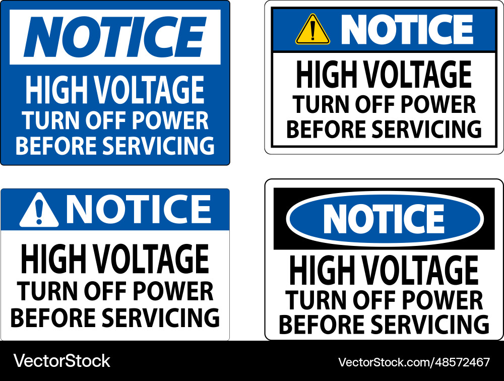 Notice sign high voltage turn off power before Vector Image