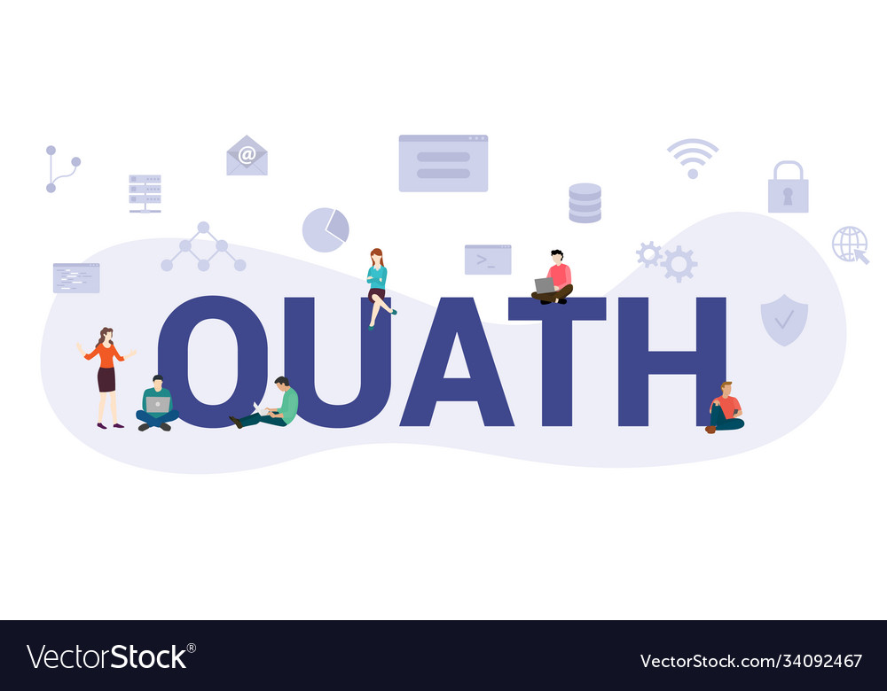 Oauth open authentication concept with modern big Vector Image