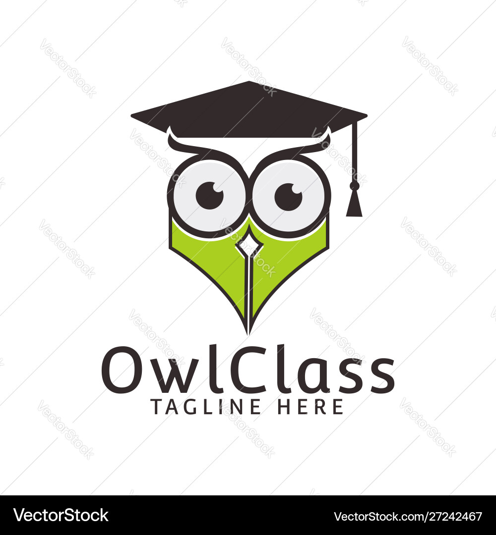Ow class education school pen book symbol logo Vector Image