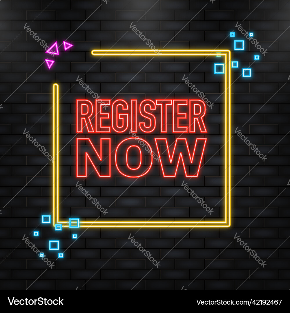 Red register now label in modern style on white Vector Image