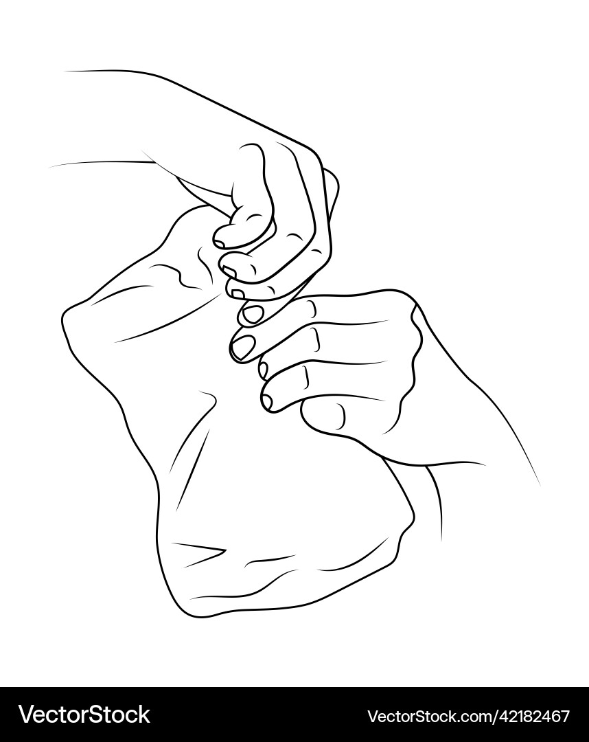 Tear paper bag with hands sketch Royalty Free Vector Image