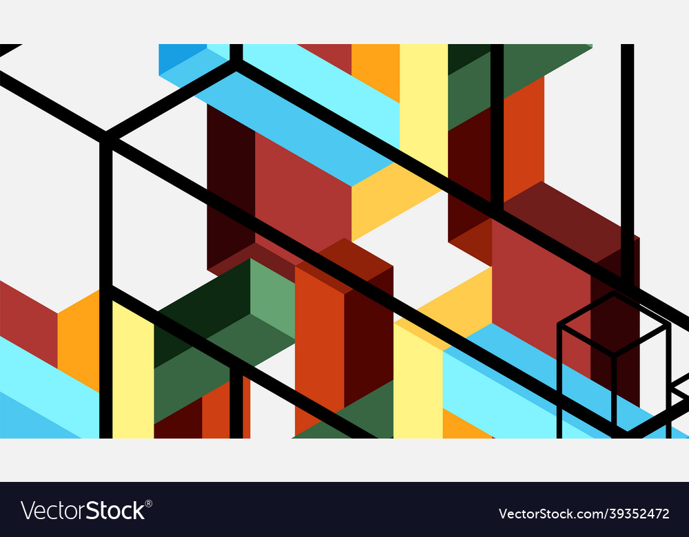 Abstract background 3d cubes cubic elements Vector Image
