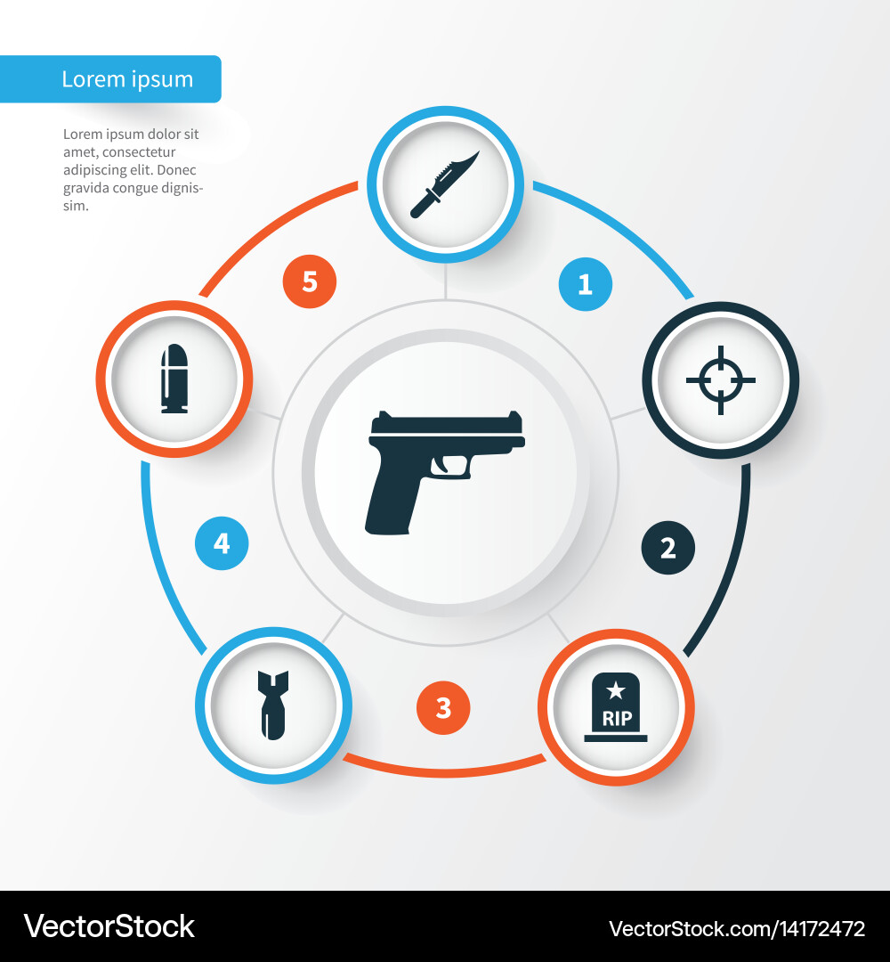 Battle icons set collection slug rip weapons Vector Image