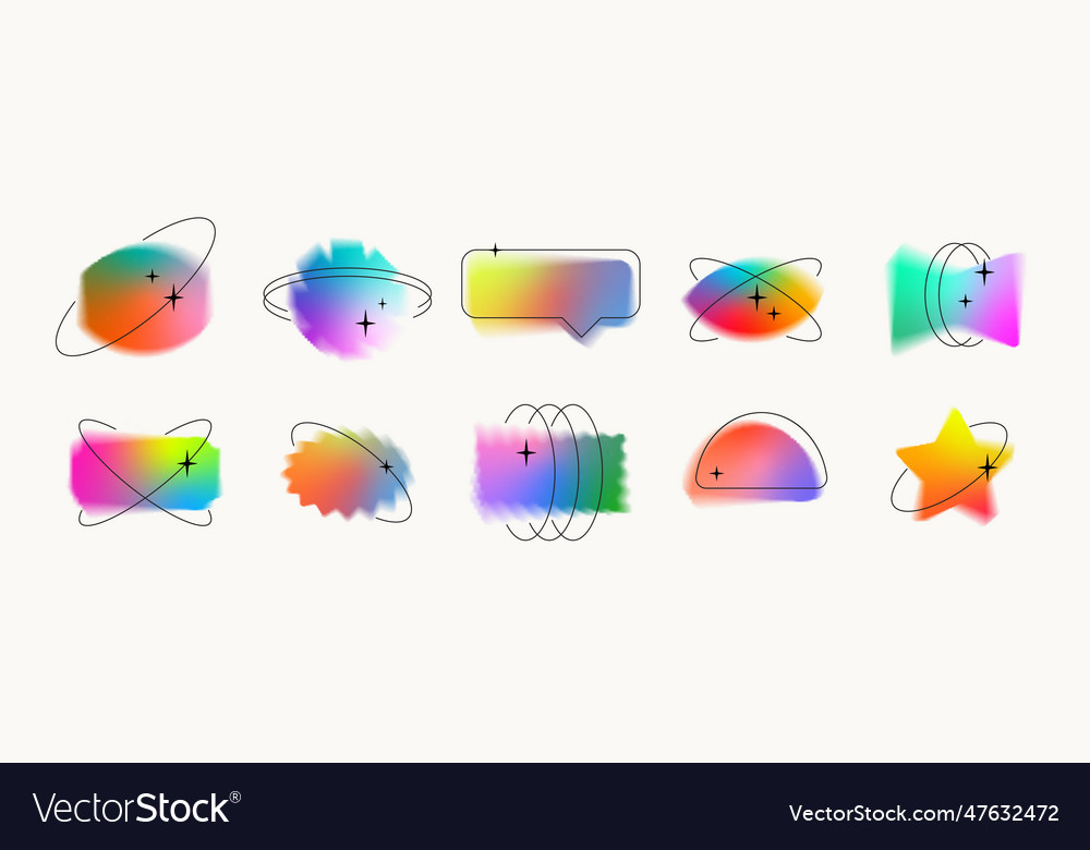 Blurry shapes set with y2k aura effect colorful Vector Image